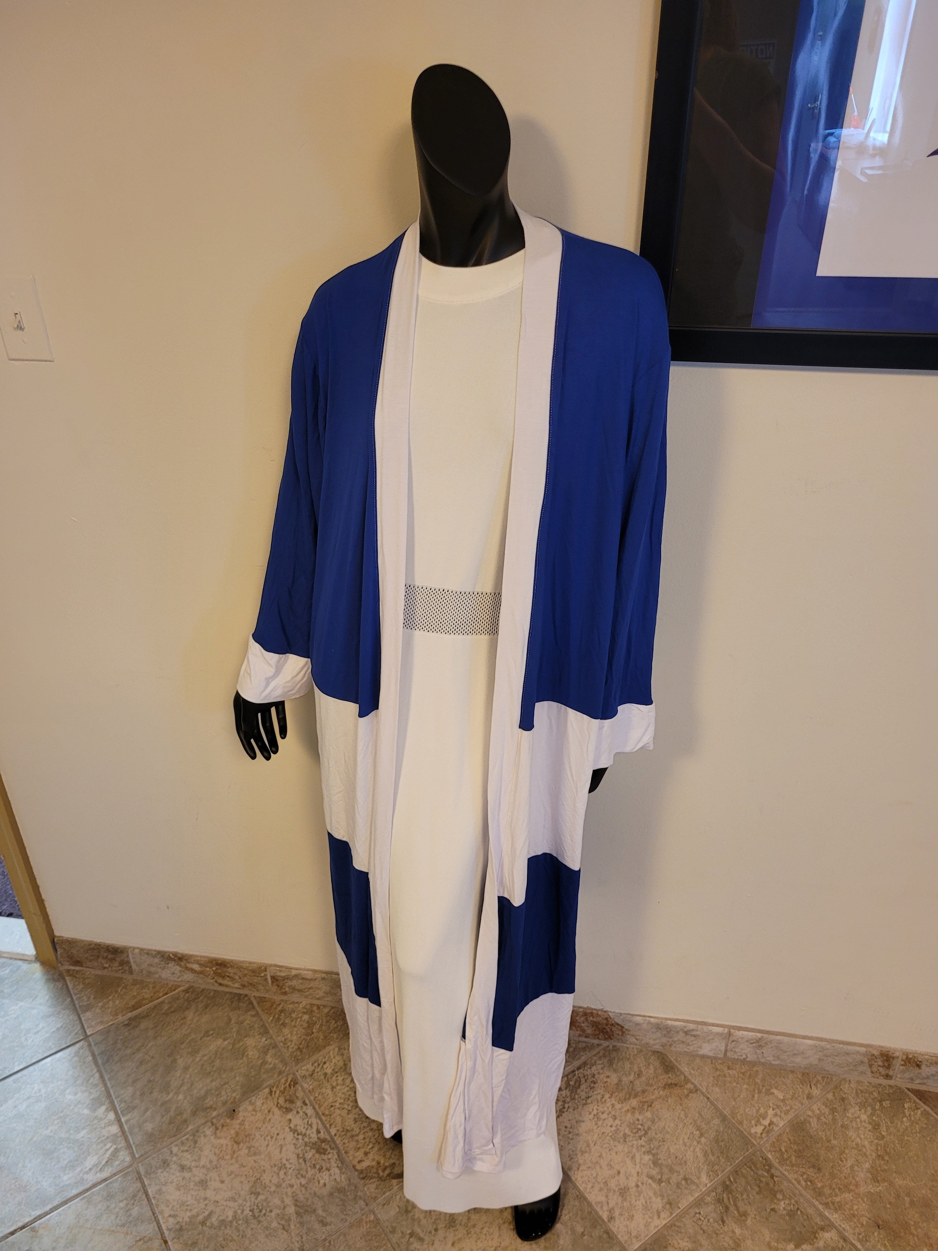 Blue & White Long Duster | WMS-AMEC Branding Boutique